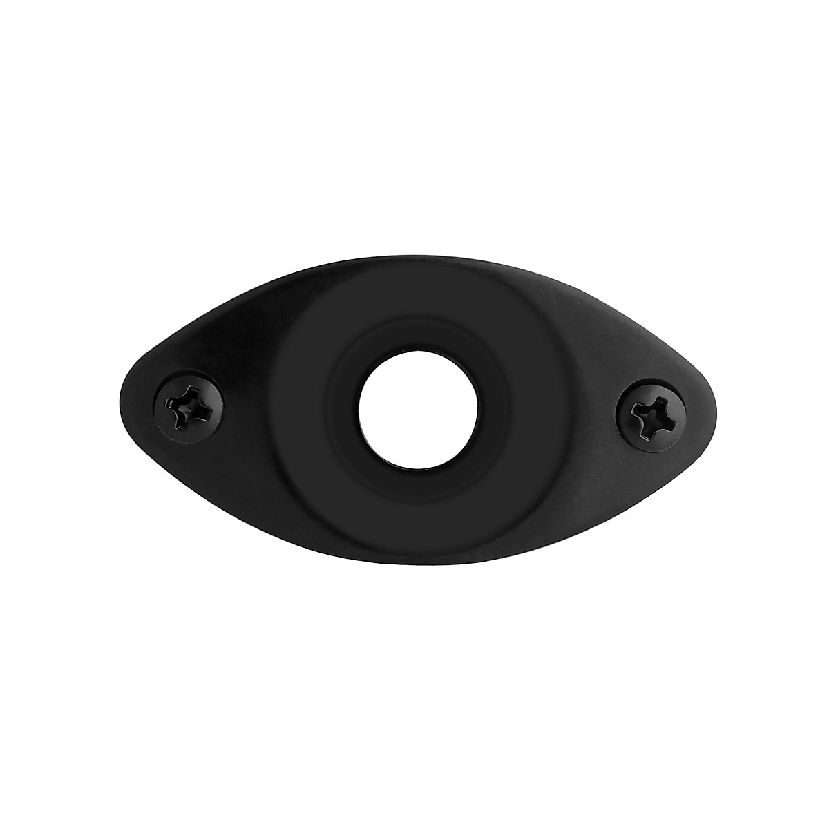 Holmer Guitar Jack Socket Plate Curved Recessed Oval Football Style Output Jack Plate Compatible with Les Paul Ibanez Jackson Guitar or Bass Parts with Screws Black.