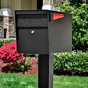 Mail Boss 7506 Mail Manager Security Mailbox and 7121 Mounting Post, Black