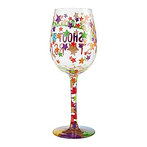 Enesco Designs by Lolita Shoot for The Stars Hand-Painted Artisan Wine Glass, 1 Count (Pack of 1), Multicolor