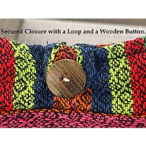 Aztec Crossbody Bags for Women - Boho Shoulder Bag - Handmade Hippie Purse - Fully Lined Cotton Interior - Medium (Rainbow)