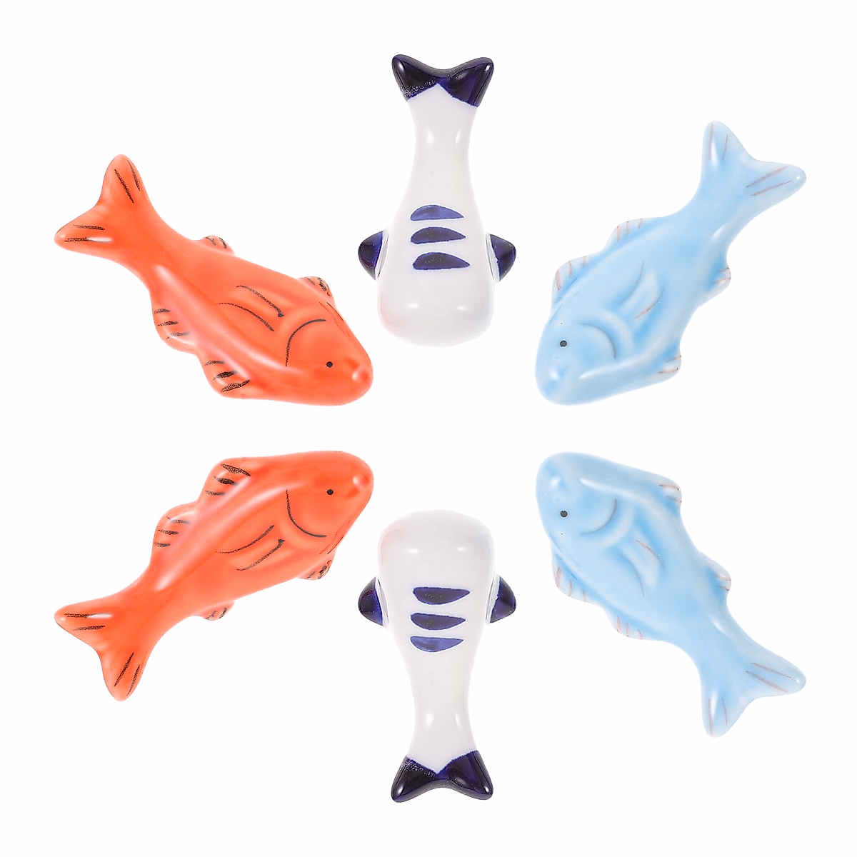6 Pcs Fish Chopstick Rest Ceramic Japanese Chopsticks Holder Rack Dinner Spoon Fork Knife Holder Dinnerware Stand Decoration (Random Style)