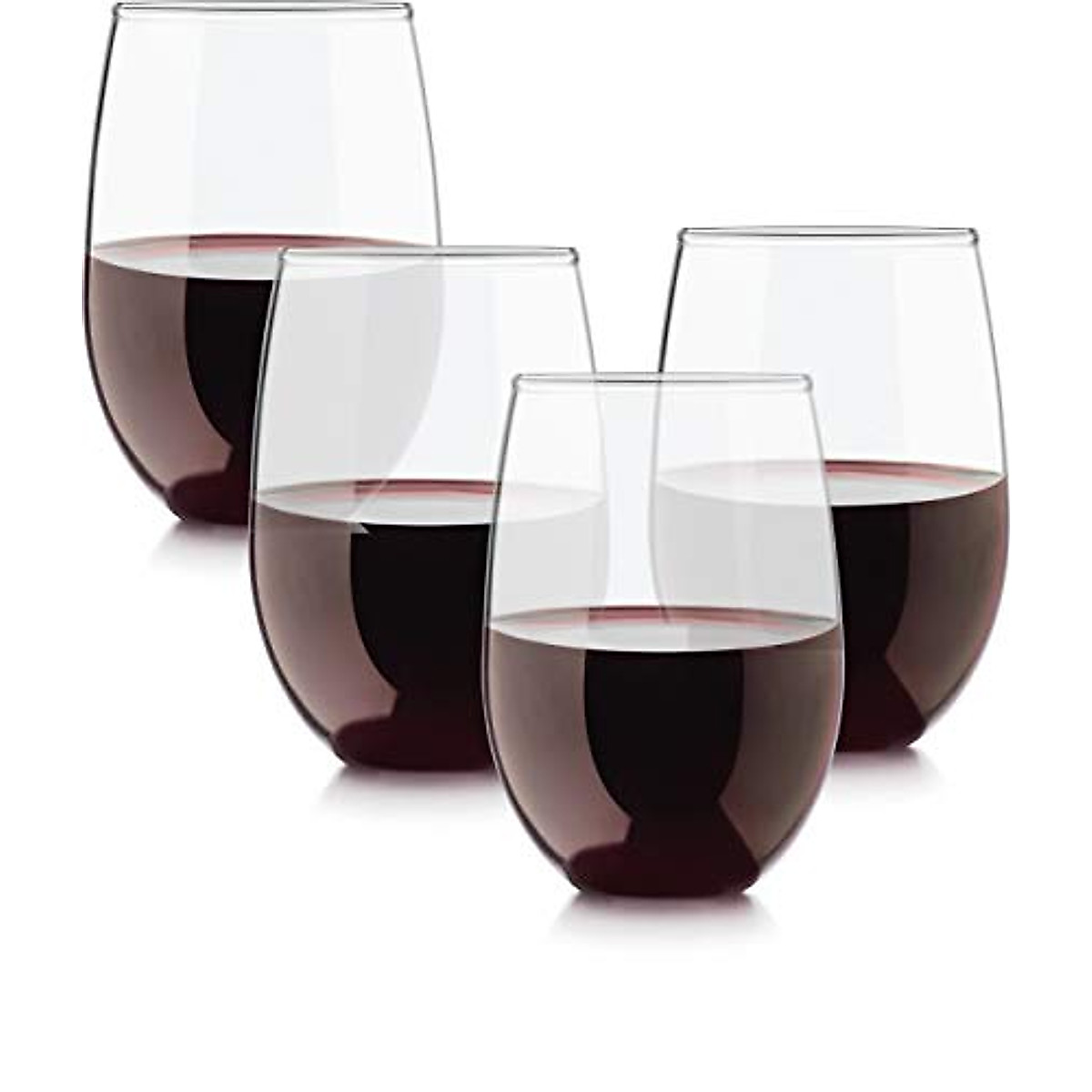 Circleware Stemless Wine Glasses Limited Edition Set of 4, 4 Count (Pack of 1), Clear
