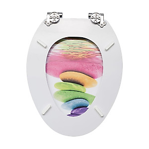 SAINOS Elongated Wooden Toilet Seat with Quietly Close and Soft Close Hinges, Adjustable Toilet Seat, Easy to Install also Easy to Clean