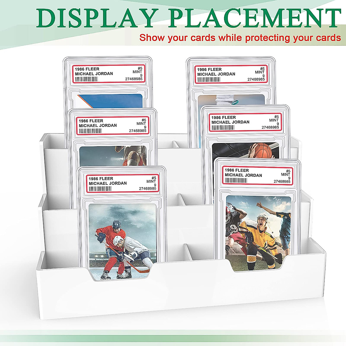 Trading Cards Protector Case Acrylic Clear Baseball Card Holders with Label Position Hard Card Sleeves Small Sturdy Storage Box for Card Standard Collector Sport Game Grade Card Case (12 Pieces)