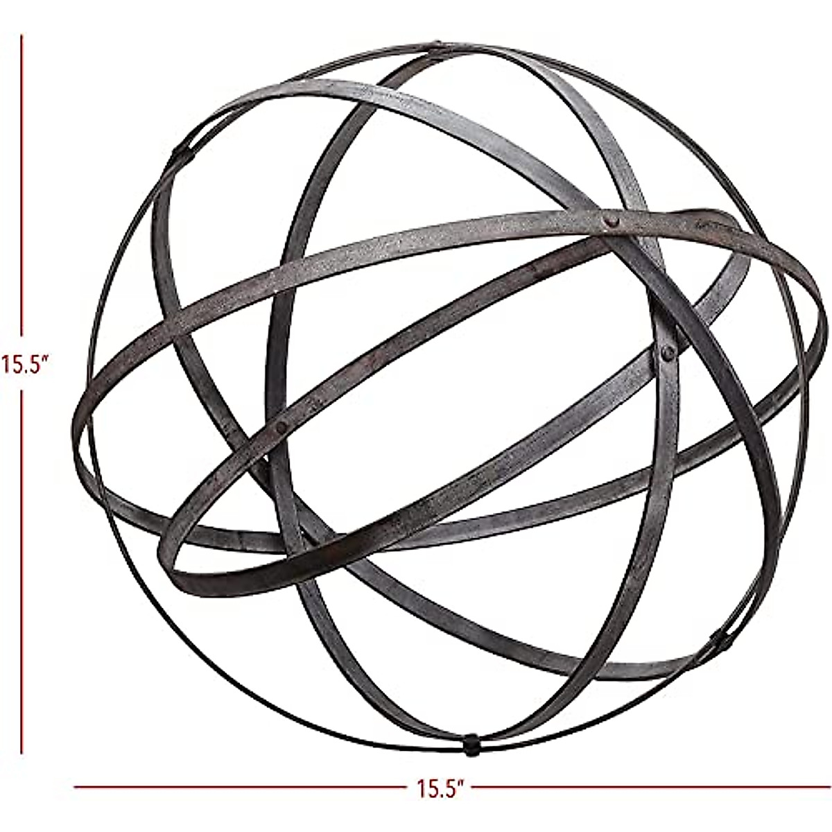 Foreside Home and Garden Black Large Distressed Metal Decorative Sphere Sculpture, 42