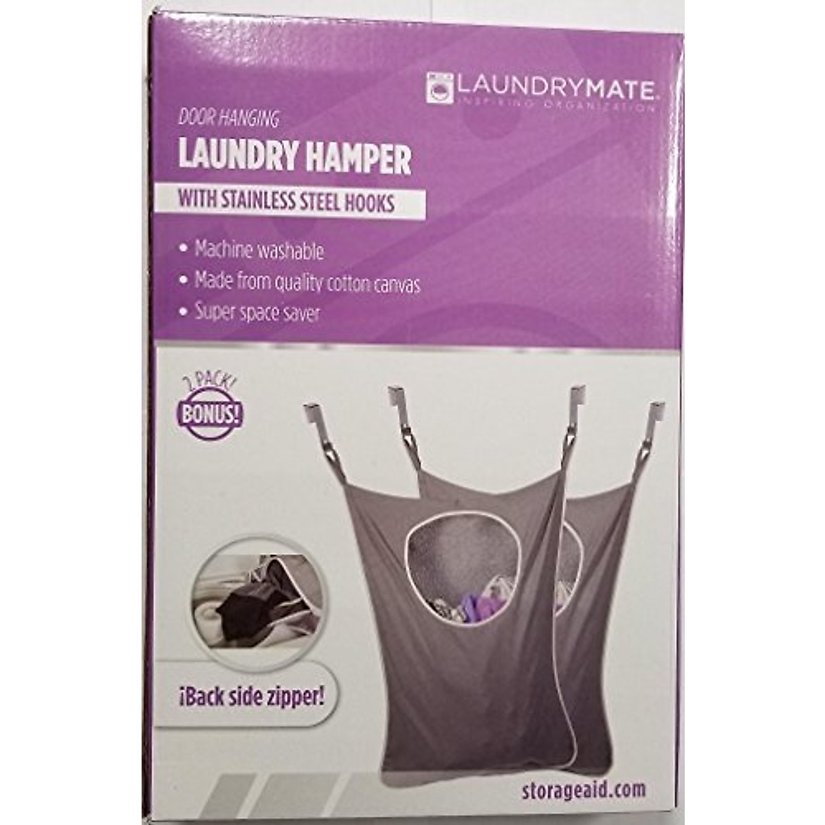 LaundryMate Extra Large Capacity Laundry Bag - with 2 Coin Pocket, Durable Strong Material Foldable Laundry Sack for College, Dorm and Apartment Dwellers Collapsible Laundry Bag (2 PK Hanging)