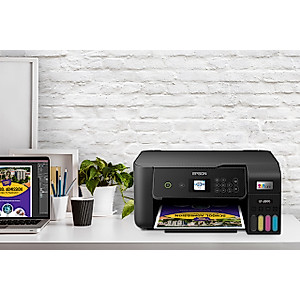 Epson EcoTank ET-2800 All-in-One Wireless Inkjet Color Printer, Print&Copy&Scan, 1200x2400 dpi, 1.44" Color LCD Display, Cartridge-Free, Photo Printing, Wi-Fi, Black, with Lanbertent Printer Cable
