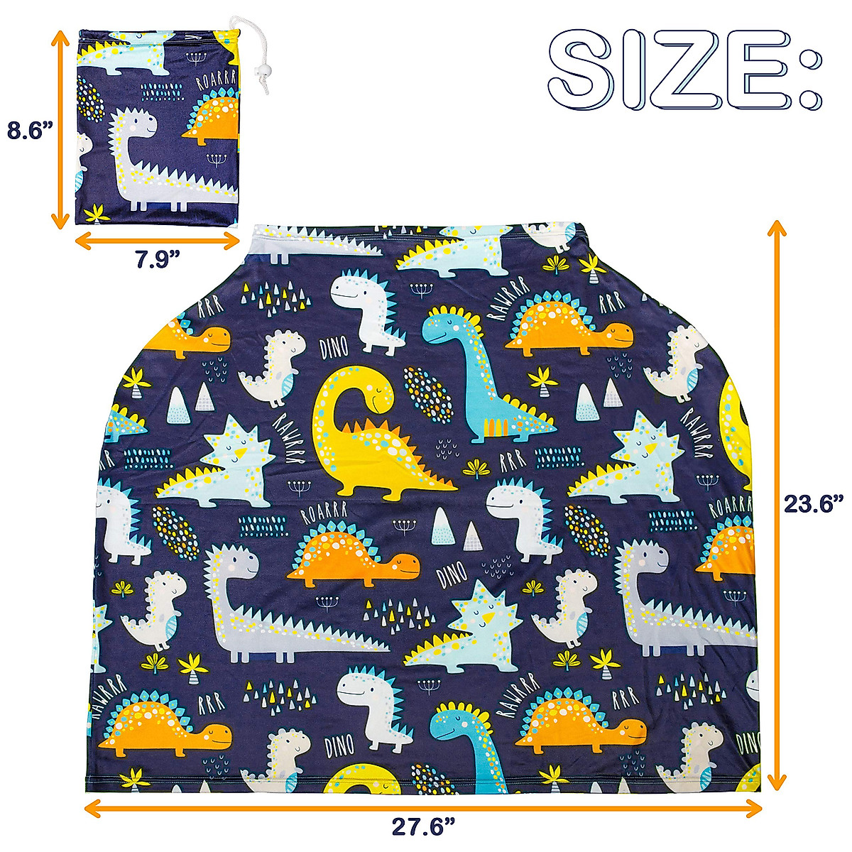 Multi Use Nursing Breastfeeding Cover Scarf - Car Seat Canopy - Shopping Cart - High Chair - Stroller and Carseat Covers for Boys and Girls-Infinity Stretchy Shawl - Baby Shower-Dinosaurs