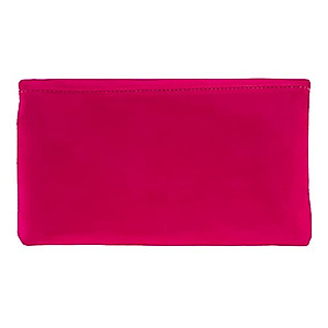 JNB Faux Micro Suede Fold Over Clutch, Fuchsia