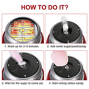 Cotton Candy Machine for Kids - VAlinks Electric Cotton Candy Maker with Splash-Proof Plate, Homemade Sweet for Home Family Birthday Party, Children's Day, Christmas & Wedding, Red