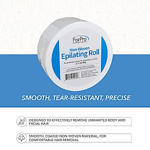 ForPro Non-Woven Epilating Roll for Body and Facial Hair Removal, Tear-Resistant, Lint-Free, 3” x 55 Yards, White