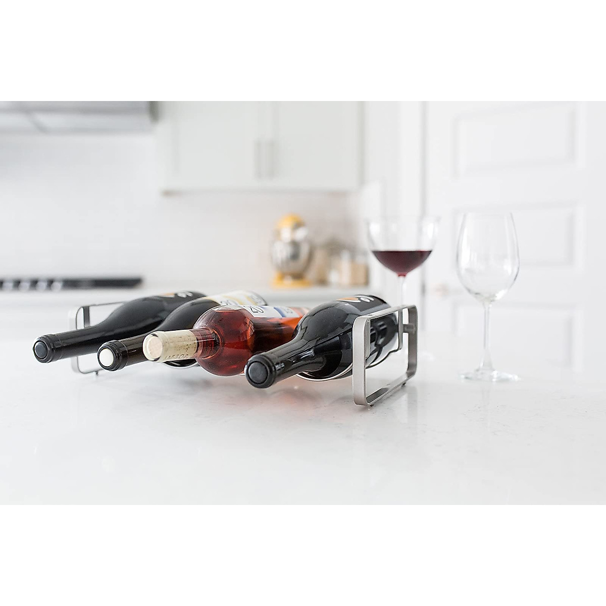 Better Houseware Silver Coated Steel Stackable Modular Wine Rack- 4 Bottles