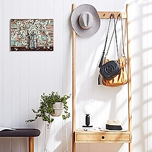 Bathroom Canvas Wall Art Flowers Theme Modern Farmhouse Painting Pictures for Bedroom Watercolor Wall Decor Framed Artwork for Office Kitchen Rustic Brown Wall Art Home Wall Decoration Size 12x16