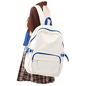 KEYEMP School Backpacks Waterproof Casual Lightweight Travel Rucksack Daypack Backpack for Men Women High School Bags Bookbag Back Pack for Girls Boys Teens,BlueWhite