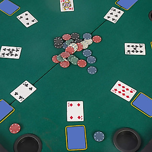 KARMAS PRODUCT Poker Table Folding Texas Holdem Casino Leisure Game Octagonal Table with Cup Holder 8 Player -Green