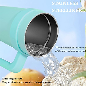 Xmipbs 40 oz Tumbler Cup With Handle and Straw, Stainless Steel Vacuum Insulated Coffee Mug, Keep Drinks Hot or Cold for Home and Office Use Green