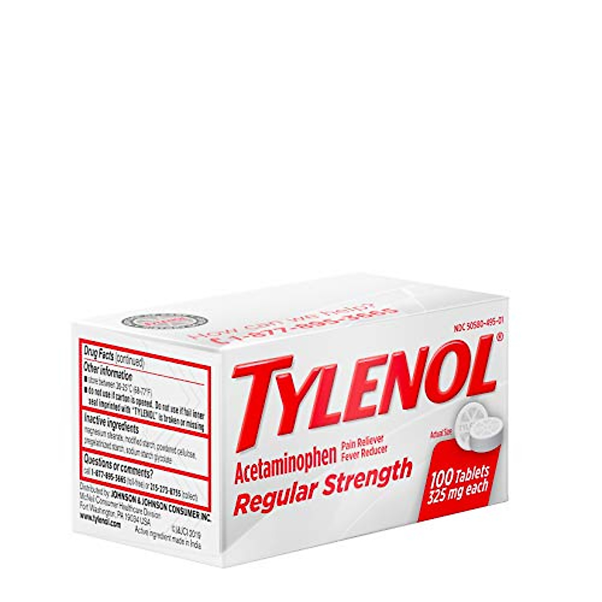 Tylenol Regular Strength Tablets, Acetaminophen Pain Reliever & Fever Reducer, 100 ct