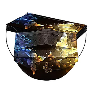 Aqestyerly 50PC Disposable Face_Masks for Adult Butterfly Printed Design 3 Ply Breathable Full Protection Light Weight Fashion Women Men (Mix 29, 50pc)