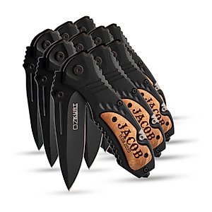 Set of 10, Personalized Pocket Knife For Groomsen, 20 Fonts, Customized Folding Black Pocket Knife with Text - Personalized Gifts for Groomsmen - Groomsmen Propsal Gifts for Best Man & Groomsmen
