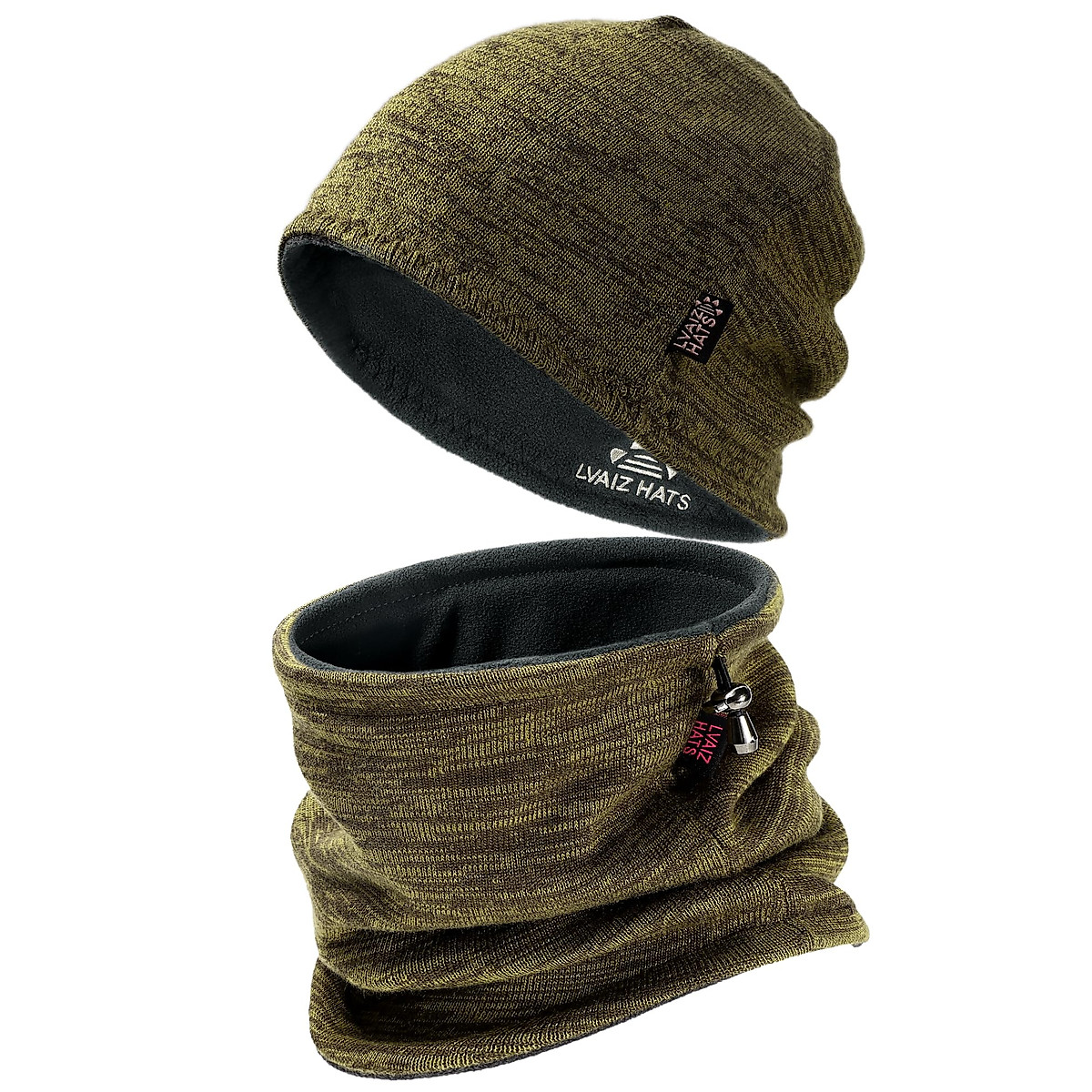 Winter Beanie Hat Scarf for Men Women Knit Thick Fleece Lined Warm Windproof Ski Skull Cap Neck Warmer Gaiter Face Scarf Set