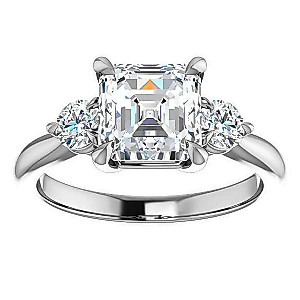 3 CT Asscher Cut VVS1 Colorless Moissanite Engagement Ring Set, Wedding/Bridal Ring Set, Sterling Silver Vintage Antique Anniversary Promise Ring Set Gift for Her (0.5)