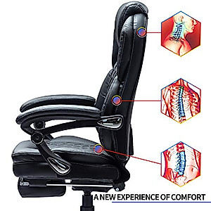 Kasorix Managerial and Executive Chair with Foot Rest, 400lbs Big and Tall Office Chair with Reclining Function,Office Chair for Heavy People,Oversized Office Chair Home Office Chair (Black)