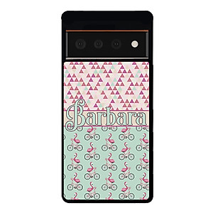 Flamingo's Riding Bicycle's Bikes Black Rubber Phone Case Compatible With Google Pixel 8 Pro, 8a, 8, 7a, 7, Pixel 7 Pro, 6a, Pixel 6 Pro, 6, 5, 4a 5G, 4a 4G, 4, 4 XL, 3a, 3a XL, 3, 3 XL, 2 XL, 2