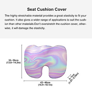 Iridescent Liquid Abstract Art Rainbow Pink Turquoise Marble Memory Foam Seat Cushion Cover Stretch Removable Washable U Shaped Seat Cushion Cover for Home Office Car 17 x 14 x 2.2inch