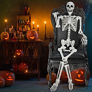 5.4ft Life Size Skeleton Halloween Decor, Full Body Realistic Human Bones with Posable Joints, Great Outdoor Indoor Halloween Decoration for Haunted House Garden Lawn