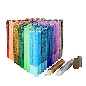 72 Pack Glitter Glue Pens, Rainbow Glue Stick Set for Arts and Crafts Projects, Slime Supplies, Scrapbooking, Cards, 0.35 Oz (12 Colors)