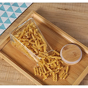 SayasNoy Glass Jars with Bamboo Lids, Candy Jar with Lid, Coffee jar for Counter, Cookie Jar with Airtight Lids, Clear Glass Jar for Candy, Tea, Coffee Bean, Sugar, Spices, Apothecary etc (19oz/550ml)