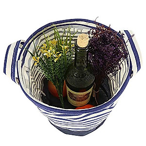 Storage Hamper, Cloth Laundry Hamper, Portable Laundry Hamper, Laundry Basket, for Magazines Home Storage Home Organization Clothes(Blue Stripes)