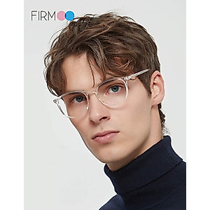 Firmoo Classic Square Blue light Blocking Computer/TV Reading Glasses,Glare Free Readers,Lightweight Plastic Frame Unisex Women/Men(Clear Frame)