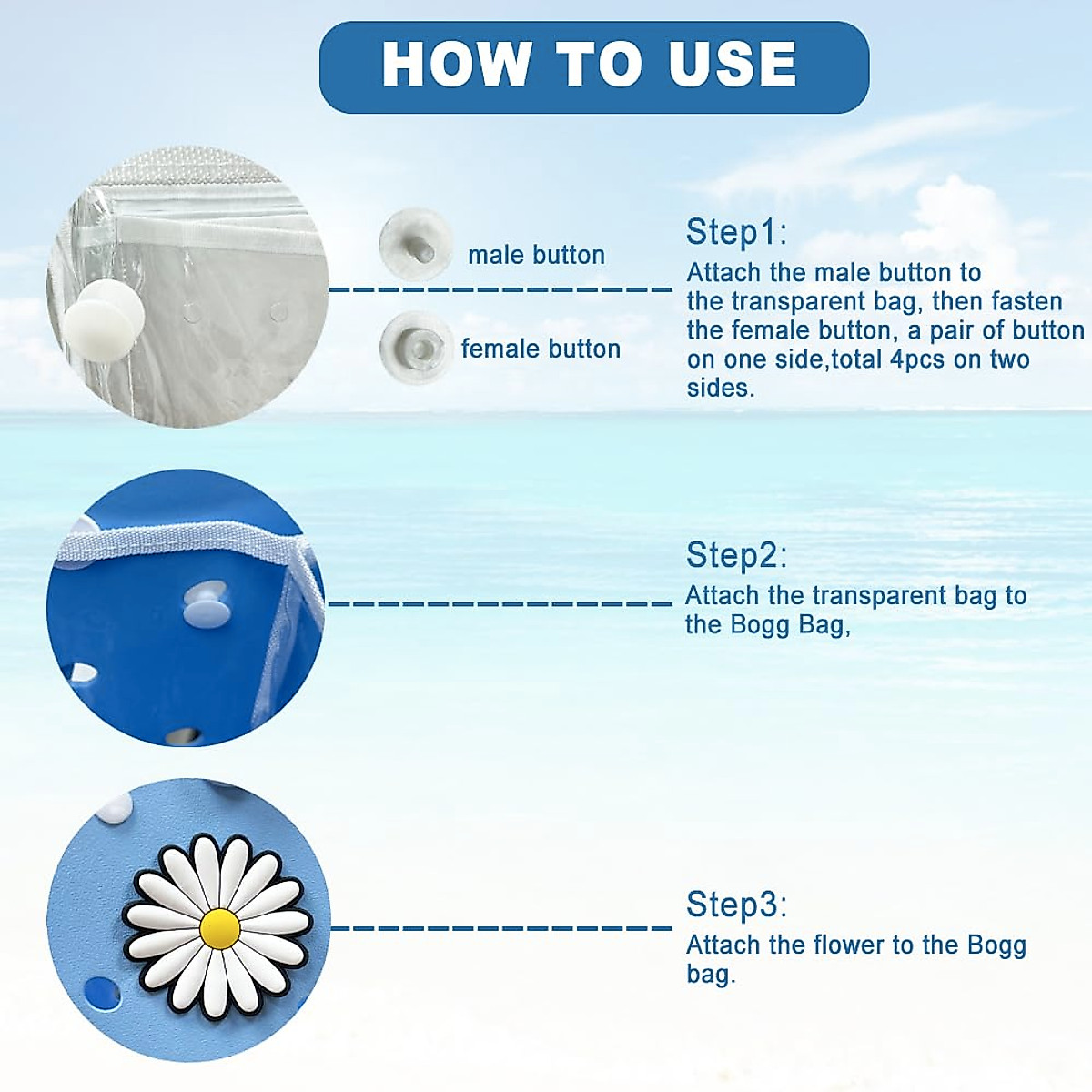 SYTRANREIN Bogg Bag Organizer&Charm Accessories, Waterproof Clear Beach Storage Bag Insert Divider,Compatible with for Bogg Bag XL (White)