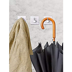 Adhesive Hooks Heavy Duty Waterproof Stainless Steel Wall Hooks for Towel ,Cloth,Coat Sticky Hanging Hooks 4 Sets for Bathroom,Bedroom,Kitchen，Door-4 Pack