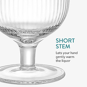 Navaris Snifter Glasses (Set of 4) - 10 oz Glass Snifters for Whiskey, Wine, Brandy, Drinks, Desserts - Decorative Fluted Glassware - Dishwasher-Safe