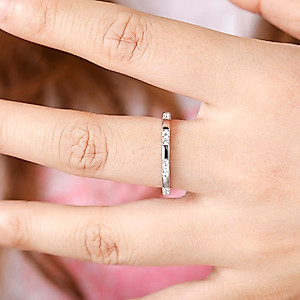 Arvaleff 925 Sterling Silver Rings for Women Wedding Band Cubic Zirconia Engagement Eternity Ring Thin Stackable Comfort Fit Size 11