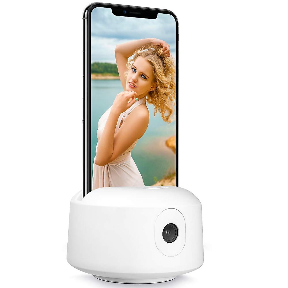 Auto Tracking Smart Shooting Holder【NO APP Required】 360°Rotation Auto Face Selfie Stick, Suitable for Phone, Tablet - Cell Phone Camera Mount for Tripod Stand - Idea for Live Streaming, Live Video