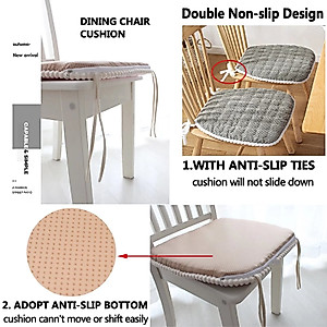 ETULLE Dining Chair Cushions Set of 6 with Ties, Seat Cushions for Kitchen Chairs 6 Pack, 16x20 Chair Cushion for Dining Room Non Slip, Washable Detachable Kitchen Seat Pads Grey