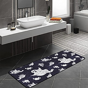 TsyTma Vintage Halloween Ghosts Kitchen Rug Non-Slip Washable Black White Spooky Boo Floor Mat Bathroom Rug Area Mat Carpet for Home Hallway Sink Stove Laundry 39 x 20 Inch