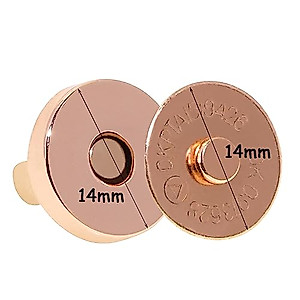 Mini Skater 14mm Small Rose Gold Magnetic Button Clasps Snaps Closures Fastener for Sewing Projects DIY Small Craft Clothing Totes Handbag Leather Bags and Purses Making (6)