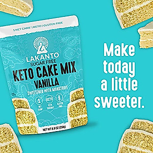 Lakanto Sugar Free Keto Cake Mix - Sweetened with Monk Fruit, Gluten Free, 1 Net Carb, Keto Diet Friendly, Delicious - Vanilla
