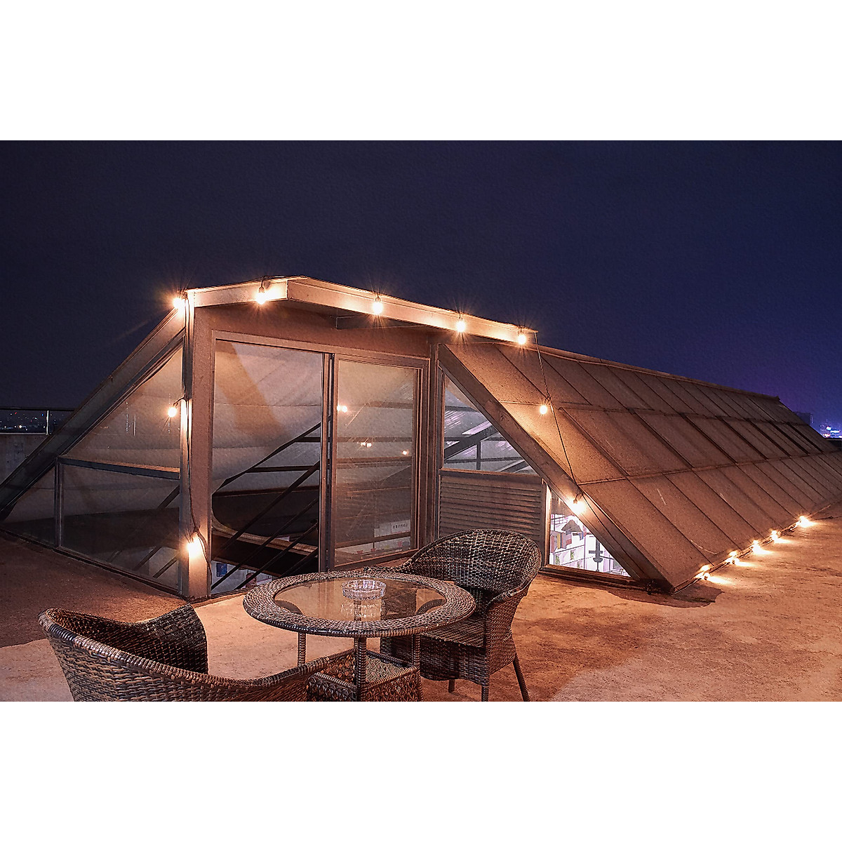 Joursdela 96ft 2-Pack LED Outdoor String Lights LED Single Filament Edison Bulbs Commercial Grade Heavy Duty Light with Shatterproof LED for Patio Backyard