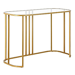 Beatrice 44'' Wide Oval Writing Desk in Brass