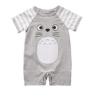 stylesilove Adorable Unisex Baby Boy and Girl Short Sleeve Cotton Romper (59/3-6 Months, Grey)
