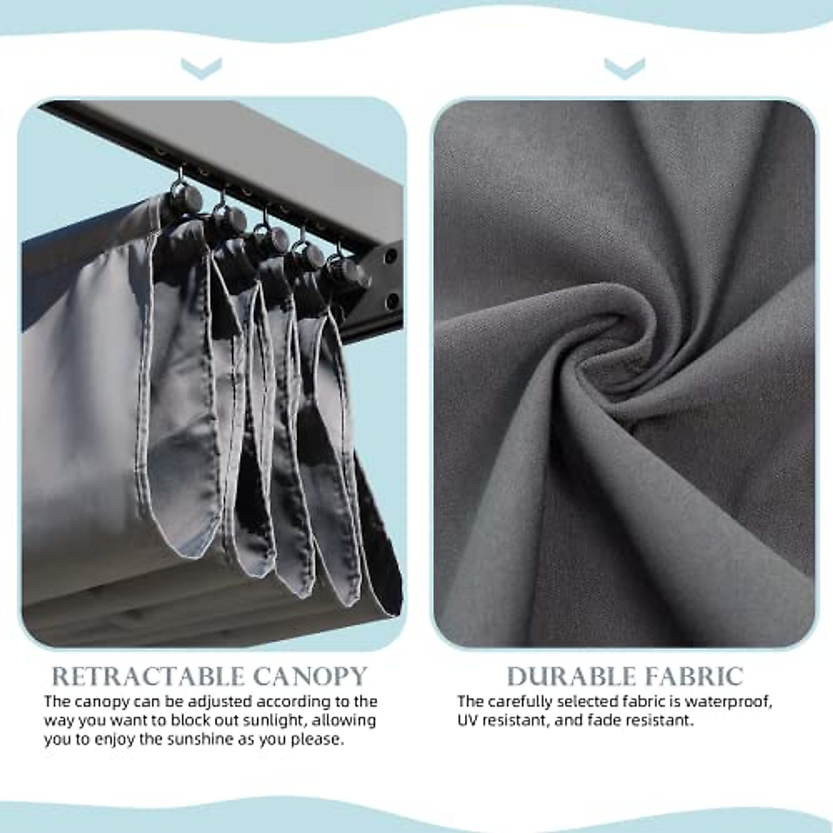 YOLENY 10' x13' Aluminum Outdoor Retractable Pergola, Outdoor Patio Steel Frame Pergola with Sun Shade Canopy Patio Metal Shelter for Garden, Deck, Patio