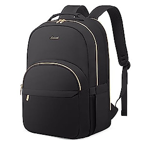 LOVEVOOK Work Backpack for Women, fits 15.6 Inch Laptop, Large Capacity Laptop Backpack with Luggage Strap, Waterproof Lightweight Backpack Purse, Fashionable for Business, Travel, Black