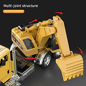 TEMI 3 Pack of Diecast Engineering Construction Vehicles, Dump Truck, Digger, Mixer Truck, 1/50 Scale Metal Collectible Model Cars, Pull Back Car Toys with Opening Doors for Boys and Girls