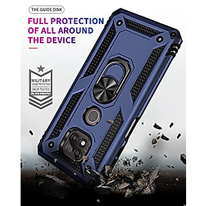 SKTGSLAMY for Moto G Power 2021 Case,with Screen Protector,[Military Grade] 16ft. Drop Tested Cover with Magnetic Kickstand Car Mount Protective Case for Motorola Moto G Power 2021, Blue