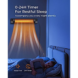 Outdoor Patio Heater, Luwior 1500W Electric Infrared Heater with Remote, 3 Modes, 24H Timer Auto Shut Off, Wall-mounted/Tripod For Garage Backyard